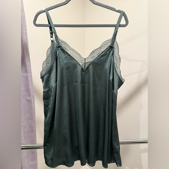 torrid | Tops | Torrid Dark Green Lace Satin Chemise | Poshmark
